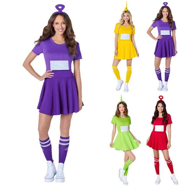 WOMEN TELETUBBIES COSPLAY Suit Po Tinky Winky Dipsy Laa-Laa Fancy Dress ...