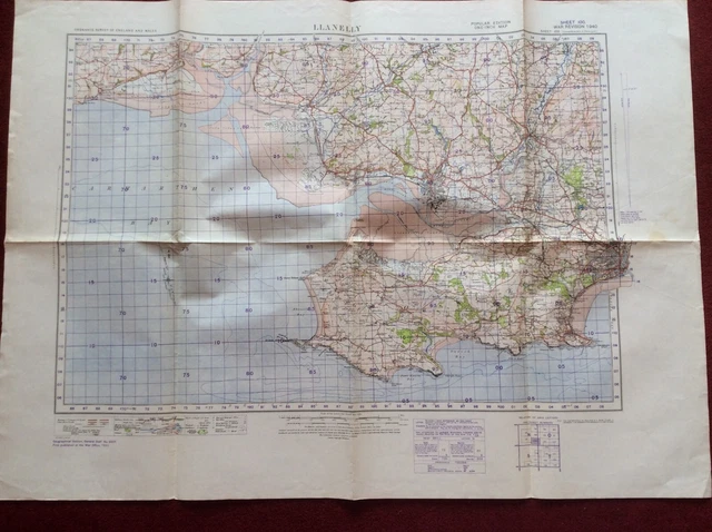 WW2 1943 WARTIME British Military Map Monmouthshire Wales, Home Guard ...