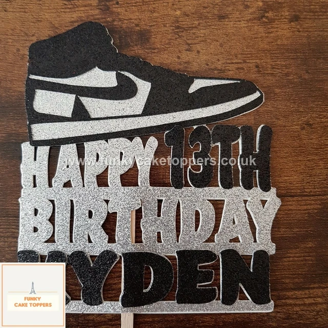 NIKE TRAINER BIRTHDAY Cake Topper Choose Your Colour Glitter £4.99 ...