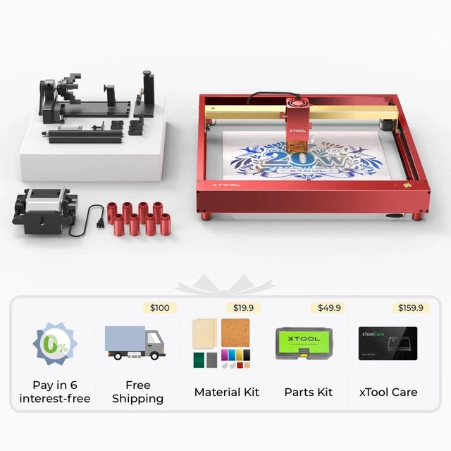 XTOOL D1 PRO Upgraded Laser Engraver RA2 Pro 4-in-1 Rotary 20W DIY ...