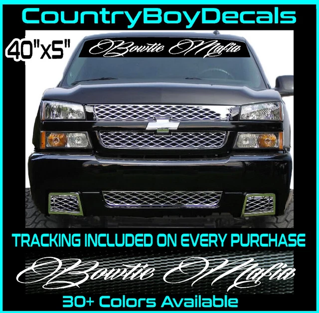 BOWTIE MAFIA 40& Windshield Vinyl Decal Sticker TRUCK Diesel Mud Lifted ...