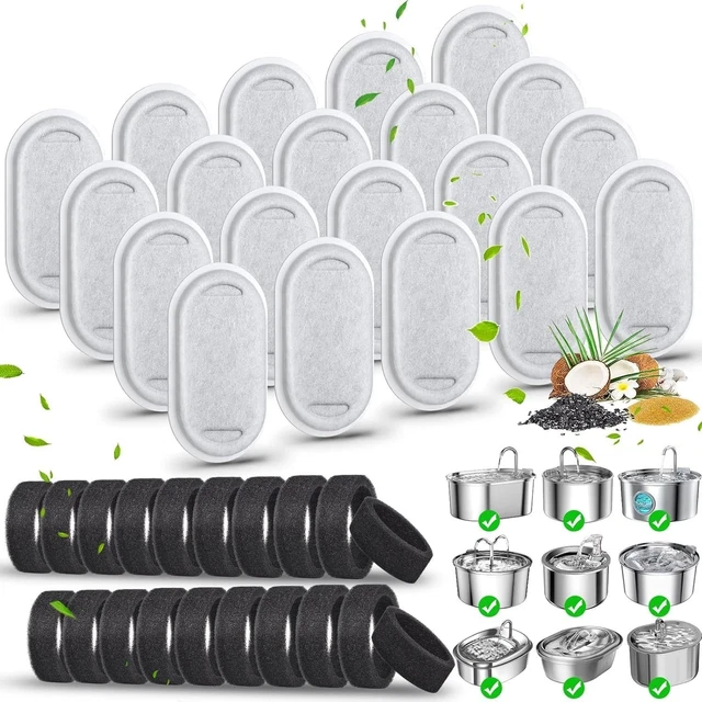40 PACK CAT Water Fountain Filters for 67oz/2L and 108/3.2L Stainless ...