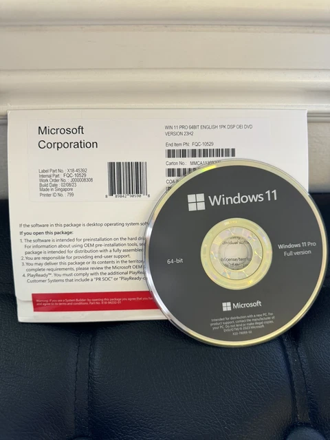 NEW MICROSOFT WINDOWS 11 Pro Professional 64 Bit Operating System - And ...