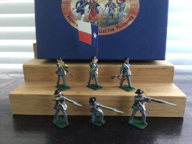 6 CONFEDERATES. 4TH Texas dismounted cavalry toy soldiers 54mm metal ...