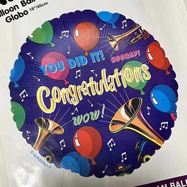 NEW VINTAGE CONGRATULATIONS Round Mylar Helium 18" Balloon NOS £4.75 ...