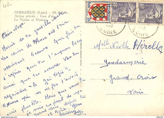 42 - PÉRIGNEUX - Le Viaduc et Marieux - Animée - Carte dentelée - CPSM ...