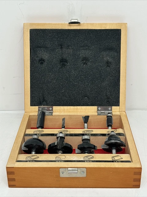 VINTAGE CRAFTSMAN 8 pc. Carbide-Tipped Router Bit Set in Wooden Box ...
