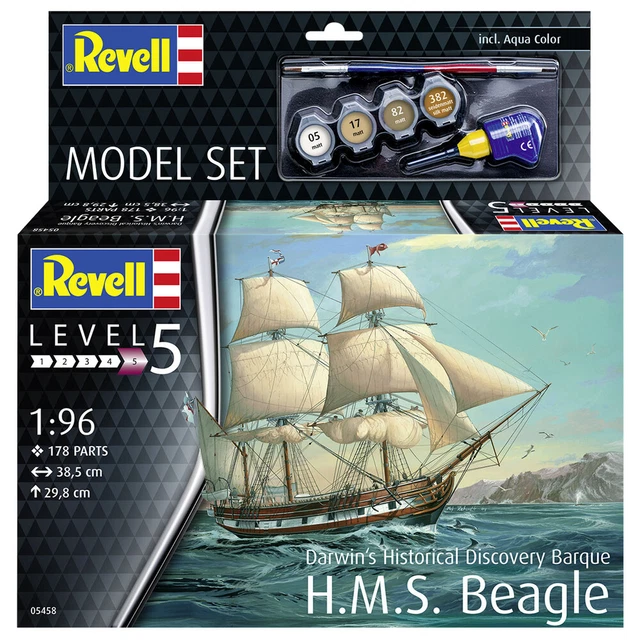 REVELL 1/96 HMS Beagle Model Kit Charles Darwin Survey Barque with ...