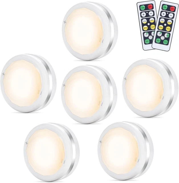 BAWOO UNDER CABINET Lights Wireless LED Puck Lights Remote Control ...