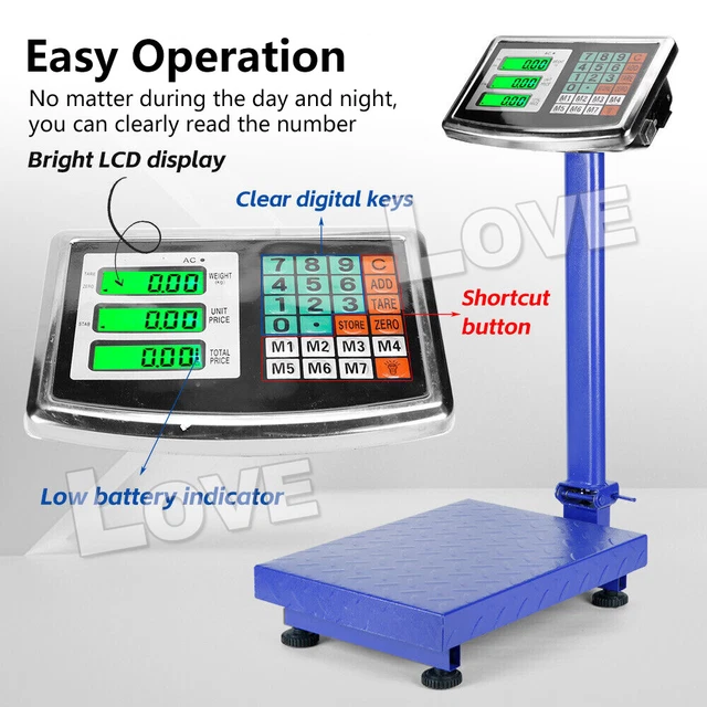 150KG ELECTRONIC SCALE Weight Commercial Digital Platform Scales Postal ...