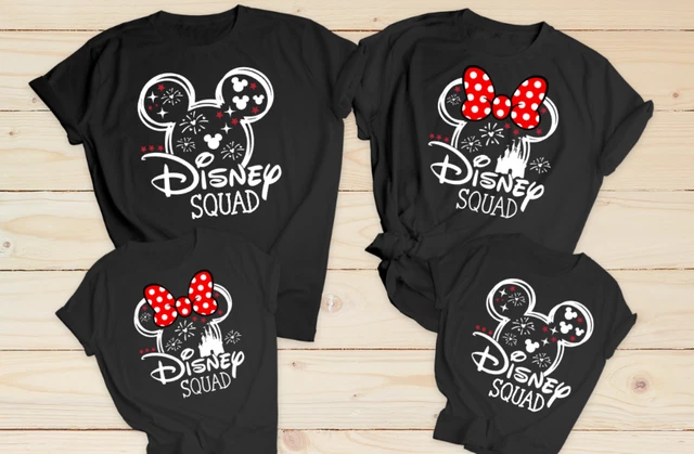 BLACK MATCHING DISNEY squad t shirts red bow kids adults matching ...