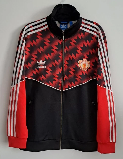 RARE ADIDAS MANCHESTER United Track Jacket XL Retro Vintage 1990 Sharp ...