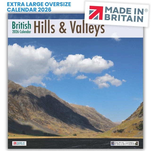 2026 CALENDAR BRITISH Hills & Valleys Official UK Holiday MADE IN ...