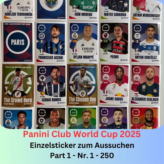 PANINI FIFA CLUB World Cup 2025 - Club WM 25 - Einzelsticker 1-250 zum ...