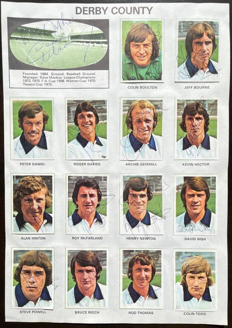 DERBY COUNTY SIGNED 1975/76 FKS Soccer Stars Team sticker card set Dave ...