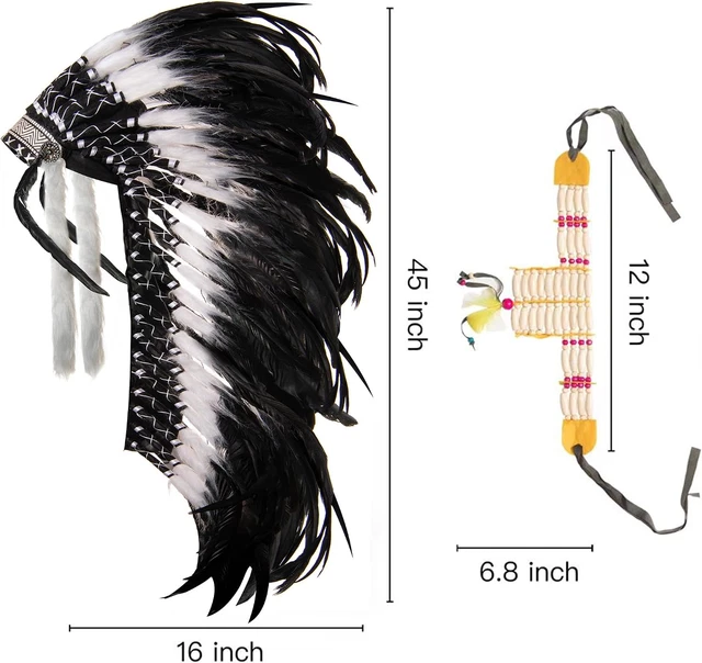 LARGE NATIVE INDIAN Headdress - Feather Headdress and Choker for Native ...