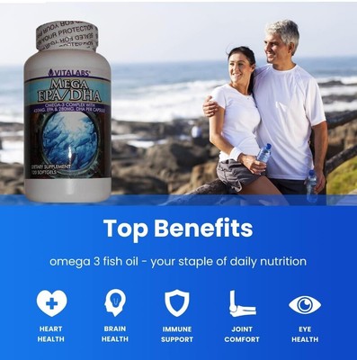 MEGA EPA DHA Omega-3 1000mg Triple Strength 120 Healthy Heart Joints ...