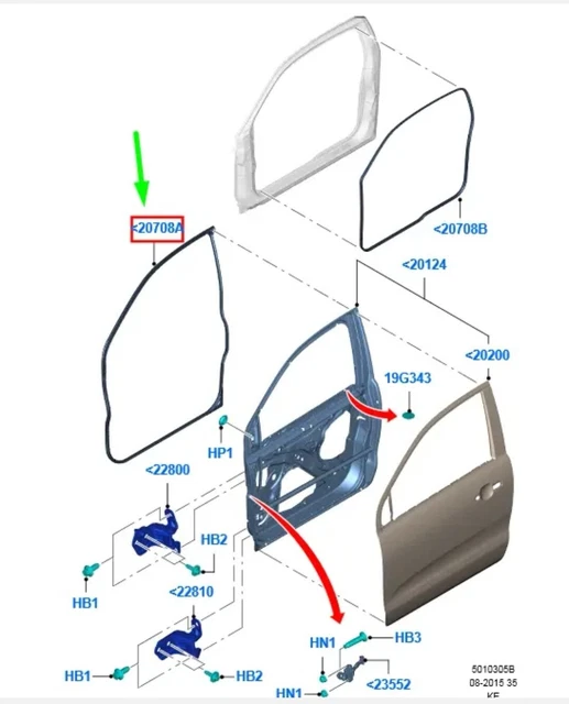 FORD RANGER T6 MK1 Front Right Door Seal Weatherstrip 2233928 NEW ...