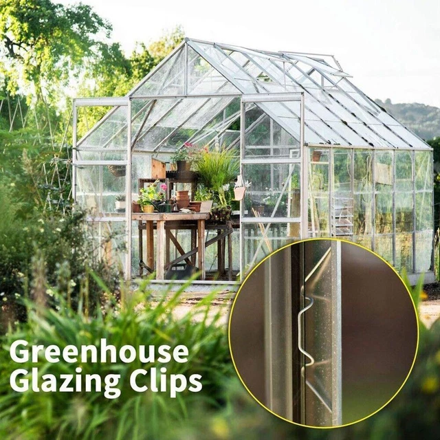 25-100X GREENHOUSE GLAZING Clips W Glass Clips For Greenhouse Spares ...