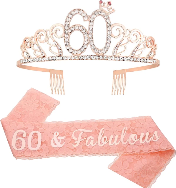 ROSE GOLD 60TH Birthday Sash and Birthday Tiara Rhinestone Crown Headband for 60 EUR 13,08 ...