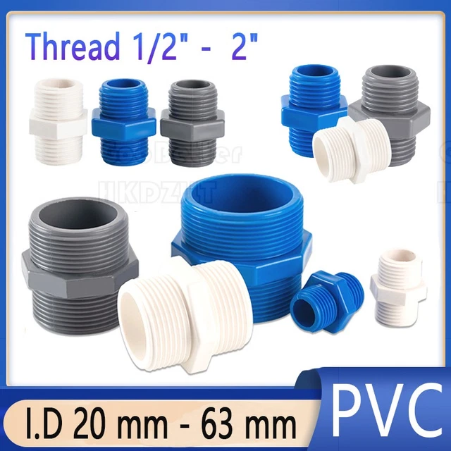 PVC NIPPLE MALE Threaded Socket Adapter Straight Connector Pipe Fitting ...