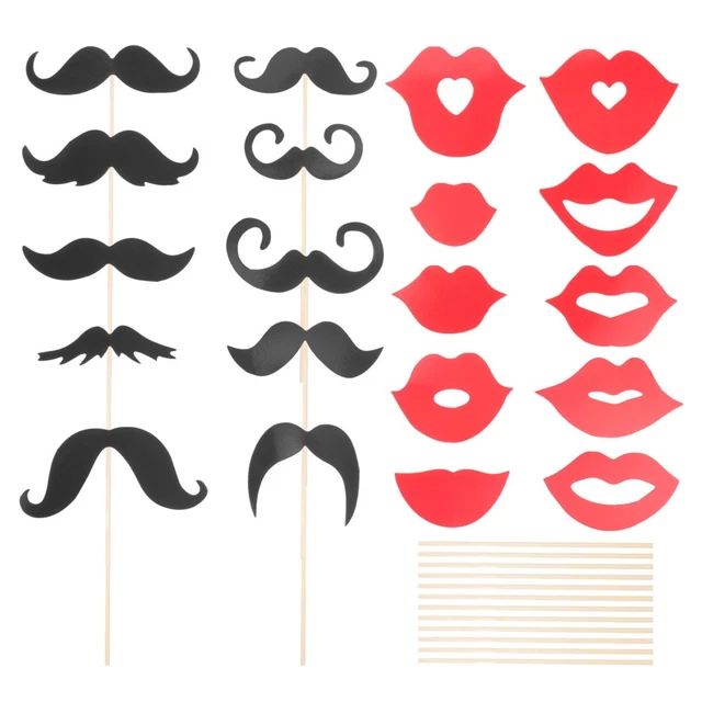 1 SET WEDDING Photo Booth Props Red Lip Beard Photobooth Kits Dress Up ...