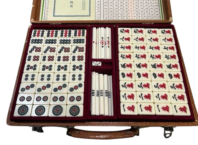 RARE SHOWA-ERA BAMBOO-BACKED Mahjong Tile Set with Original Japanese £ ...