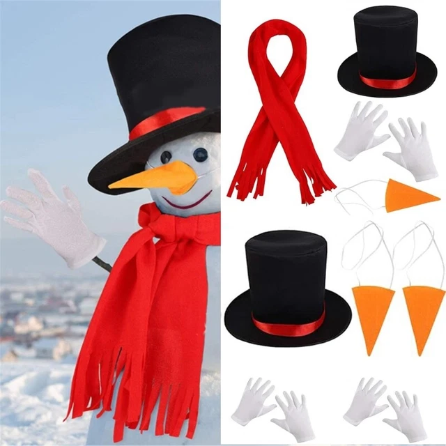 SNOWMEN DRESS UP Costume Set Black Hat Scarf Gloves Kids Snowmen ...