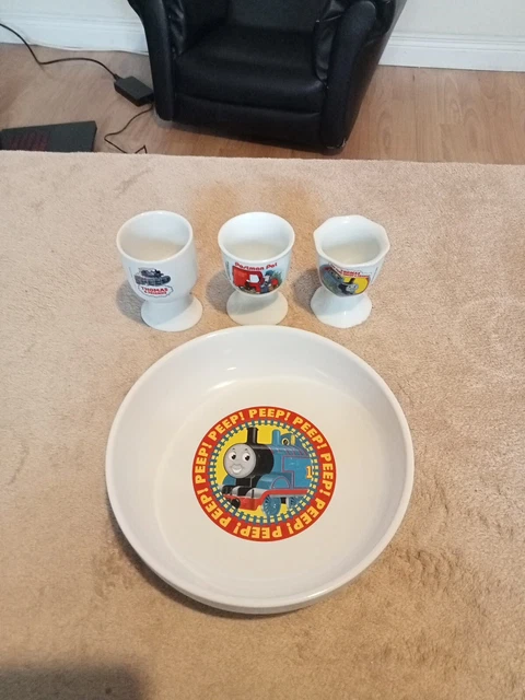 VINTAGE THOMAS THE Tank Engine & Postman Pat Egg Cups & Bowl.VGC £12.00 ...