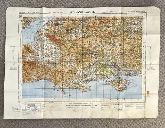 VINTAGE SOUTH ENGLAND WW2 1939 Military Edition Ordnance Survey Map ...