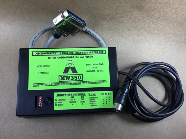 VINTAGE MICROGRAPHICS MW-350 Parallel Graphics Interface For Commodore ...