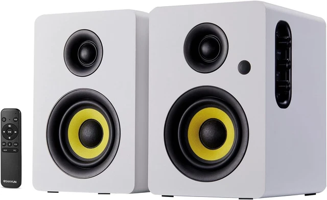 80W WHITE BLUETOOTH 5.4 HiFi Bookshelf Speakers Studio Monitor USB DAC ...