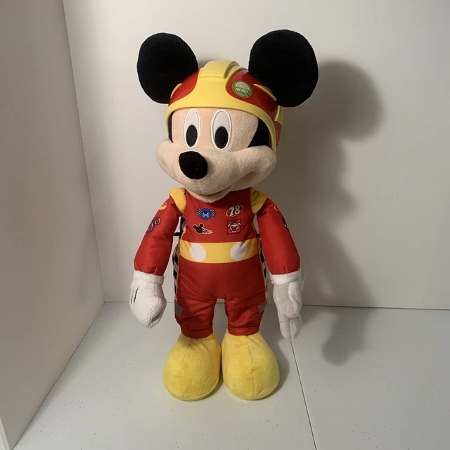 DISNEY STORE MICKEY Mouse Race Car Driver Red 9" Plush Pit Crew Daytona ...