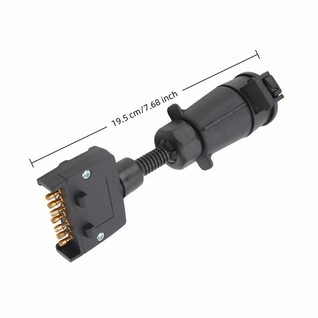 7 PIN TRAILER Adapter Plug Female to Flat Flat Male Connector Boat Use ...
