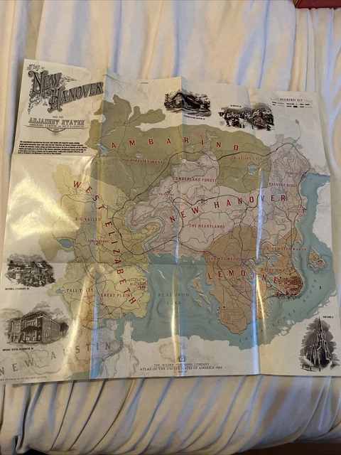 [MAP] RED DEAD Redemption 2 Map Of New Hanover & New Austin - MAP ONLY ...