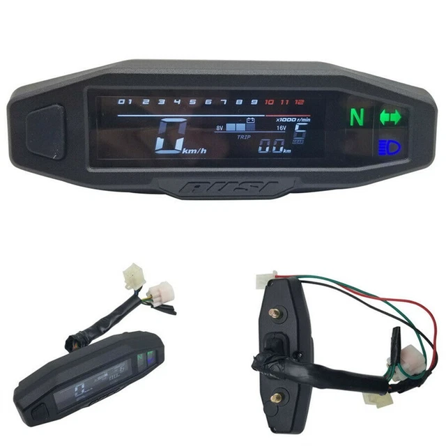 MOTO JAUGE LCD / Num??rique Compteur Odom??tre Compte-Tours avec Capteur Support EUR 61,88 ...