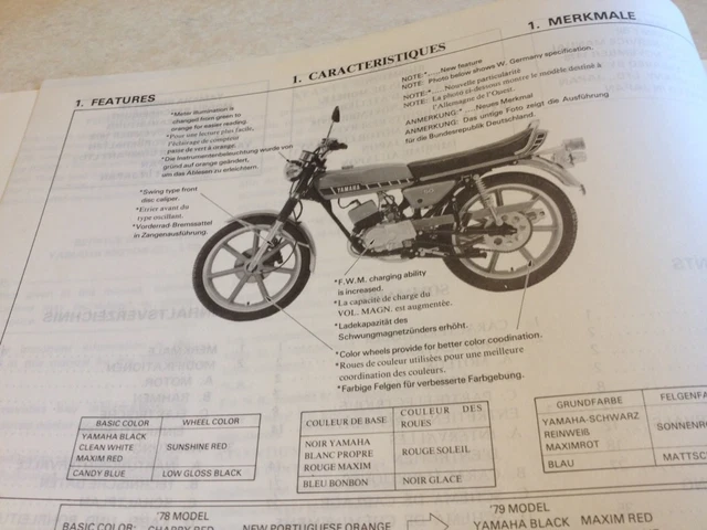 YAMAHA RD50M RD50 M RD 50 2L4 2L5 2L6 2L7 2L8 guide modèle model 1979 ...