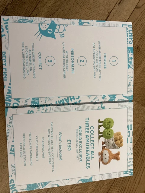 JELLYCAT FISH AND Chips Menu Leaflet London Selfridges Exclusive £5.40 ...
