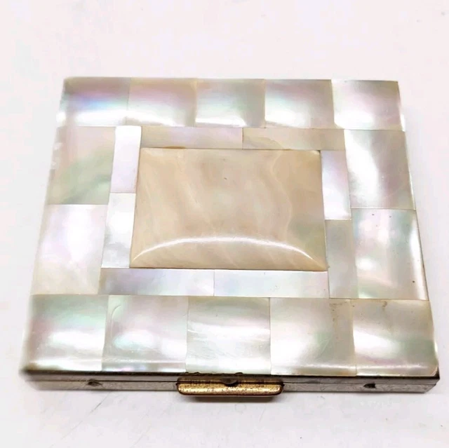 VINTAGE MOTHER OF pearl cigarette case Compact 1950s 1960s Gold Tone ...
