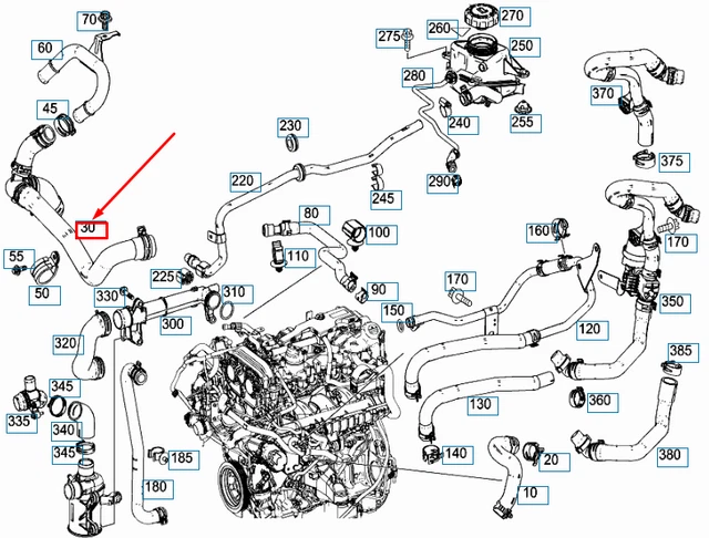 MB E W213 Thermostat And Water Pump Coolant Hose A2742004082 NEW ...