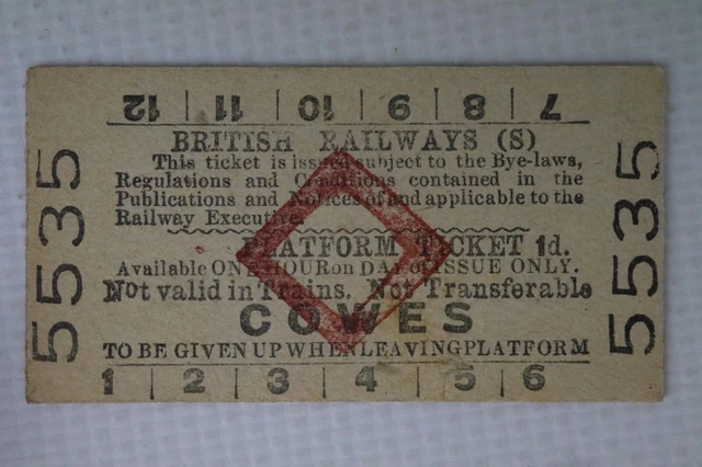 BR BRITISH RAILWAYS (S) Platform Ticket Cowes Station £4.99 - PicClick UK