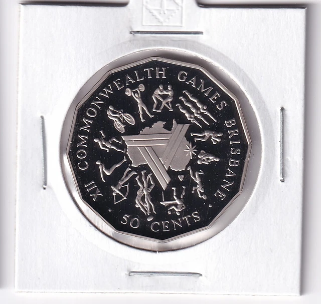 AUSTRALIAN PROOF: 1982 50 Cent Coin Commonwealth Games In 2X2 Holder ...