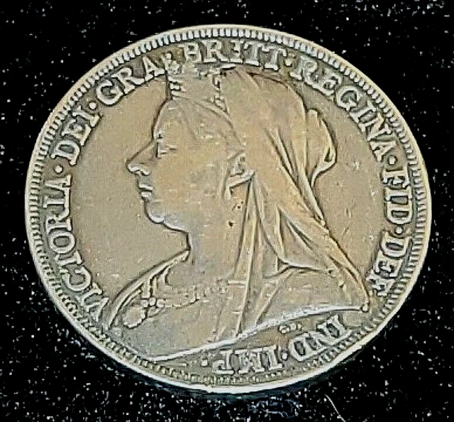 1897 SOLID SILVER Antique Queen Victoria Crown Coin Vintage Old LXI ...