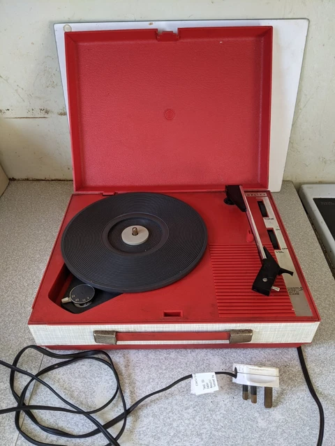 VINTAGE RED PLASTIC Portable Record Player - Fidelity Hf 42 - Turntable ...