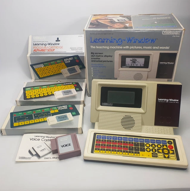 VTECH LEARNING-WINDOW VINTAGE Computer + Cartridges IQ Numbers Alphabet ...