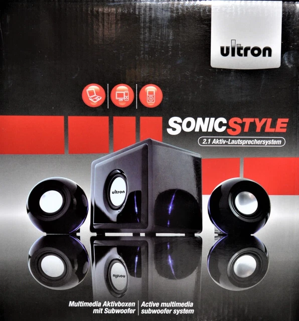 LAUTSPRECHER AKTIVBOXEN MIT Subwoofer Ultron Sonic Style 2.1 System ...