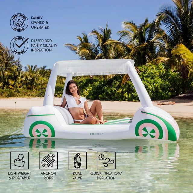 FUNBOY GIANT INFLATABLE Shaded Luxury Golf Cart Cabana Lounger Pool ...