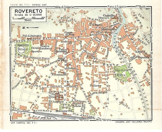 ROVERETO MAPPA DELLA città del 1958 del Touring Club Italiano EUR 10,00 ...