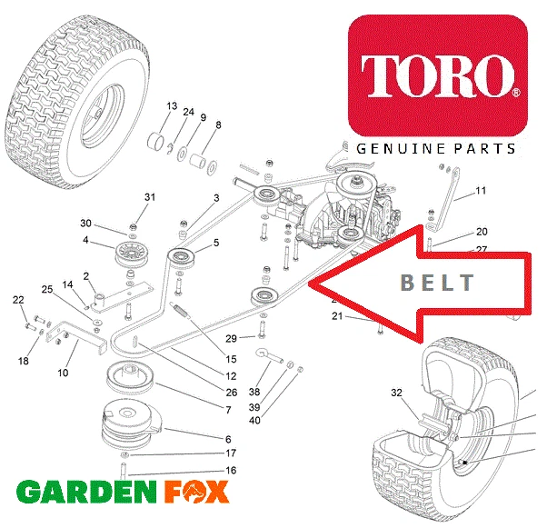 GENUINE TORO DH210 DH220 - Transmission BELT Drives Gearbox - 125-2243 ...