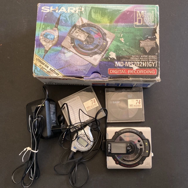 LECTEUR ENREGISTREUR MINIDISC portable Sharp MD-MS702H Mini Disc Epoque ...